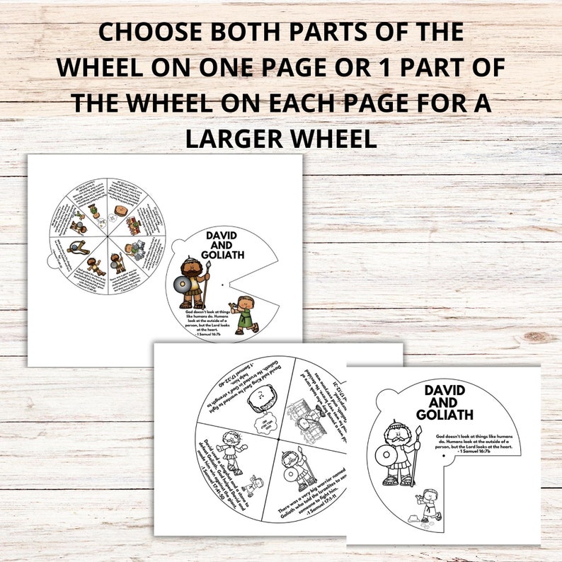 David and Goliath Bible Spinner Wheel Sunday School Craft Printable ...