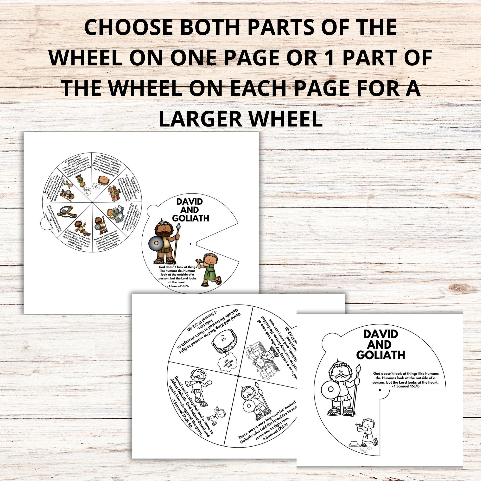 David and Goliath Bible Spinner Wheel Sunday School Craft Printable ...
