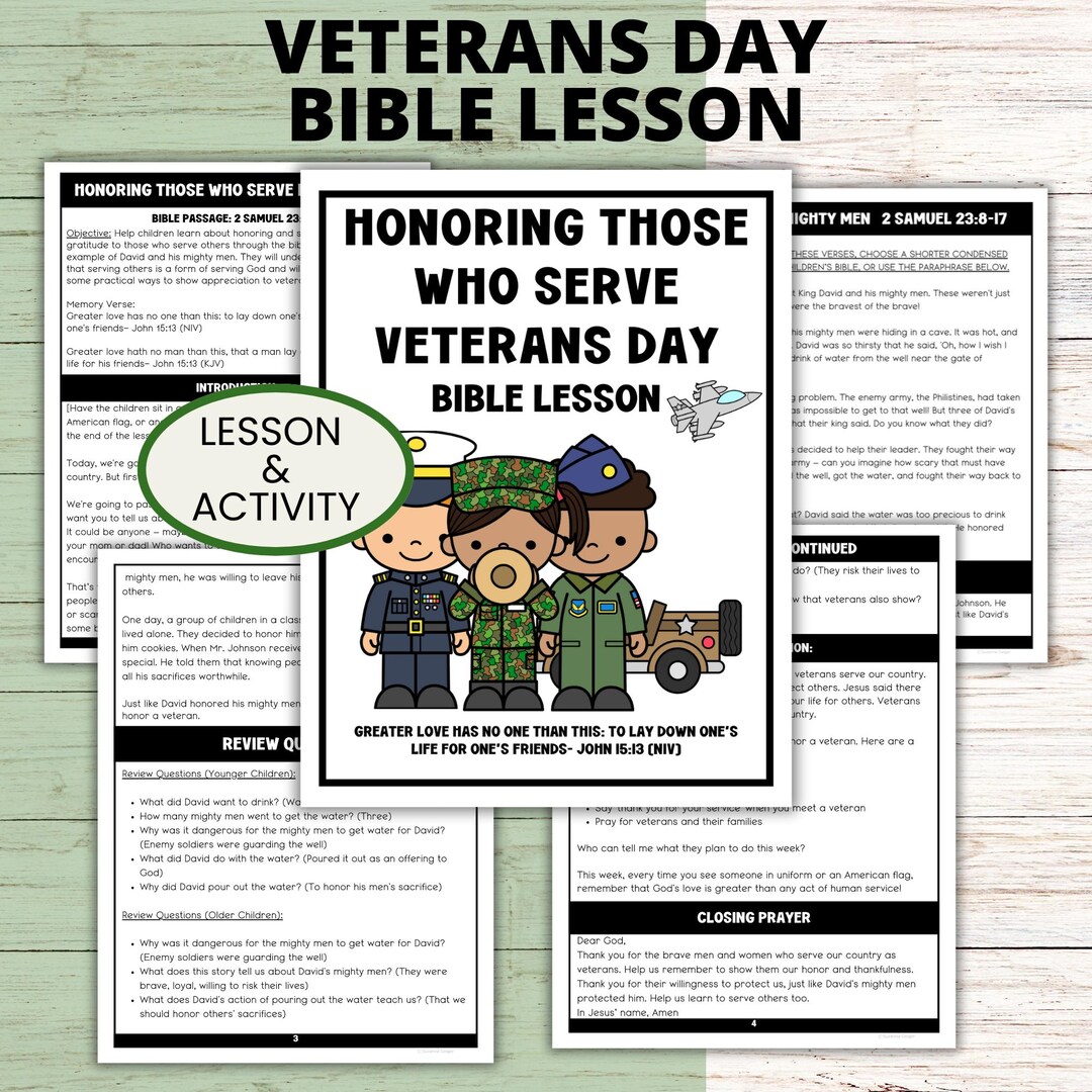 Veterans Day Honor Our Veterans Bible Lesson and Craft Activity, Sunday ...