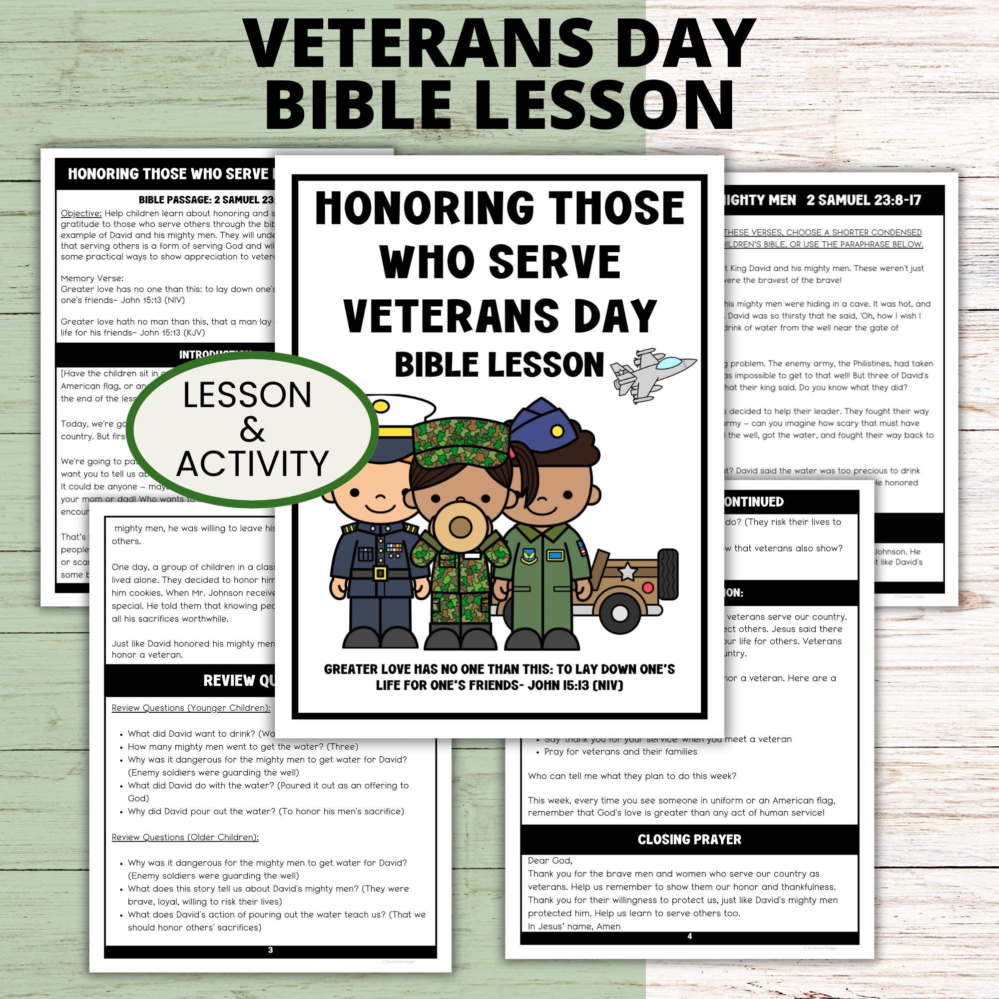 Veterans Day Honor Our Veterans Bible Lesson and Craft Activity, Sunday ...