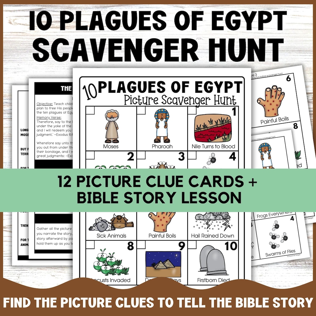Ten Plagues of Egypt Bible Lesson Scavenger Hunt Activity Prek, Sunday ...