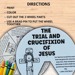 Jesus's Trial and Crucifixion Holy Week Bible Coloring Wheel Craft for ...