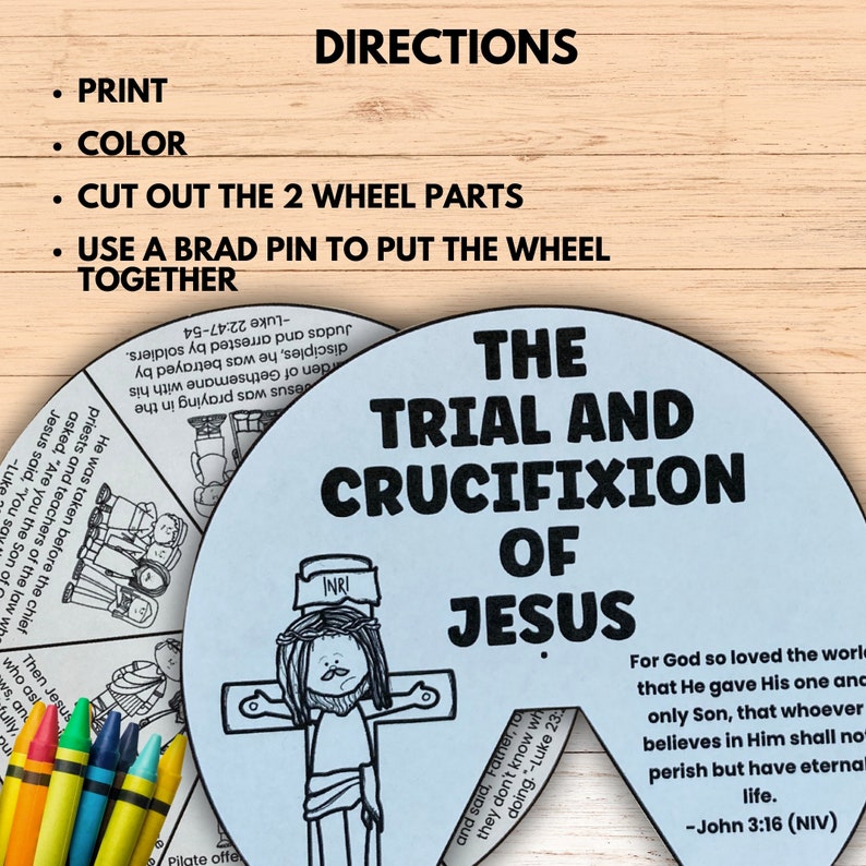 Jesus's Trial and Crucifixion Holy Week Bible Coloring Wheel Craft for ...