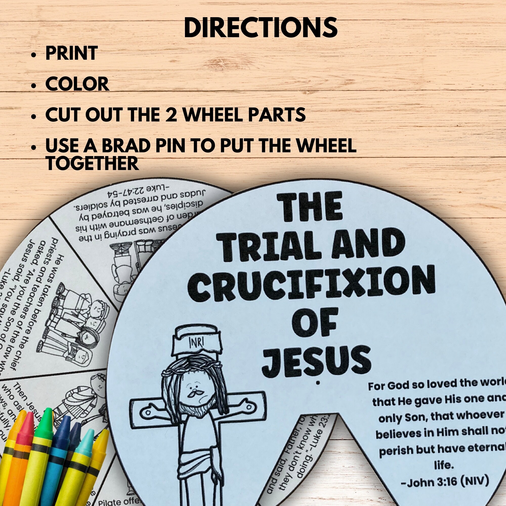 Jesus's Trial and Crucifixion Holy Week Bible Coloring Wheel Craft for ...