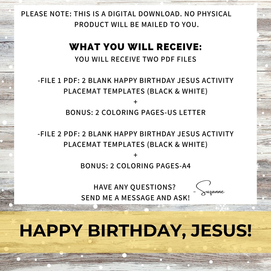 Happy Birthday Jesus Bible Activity Coloring Placemat, Christmas Sunday ...