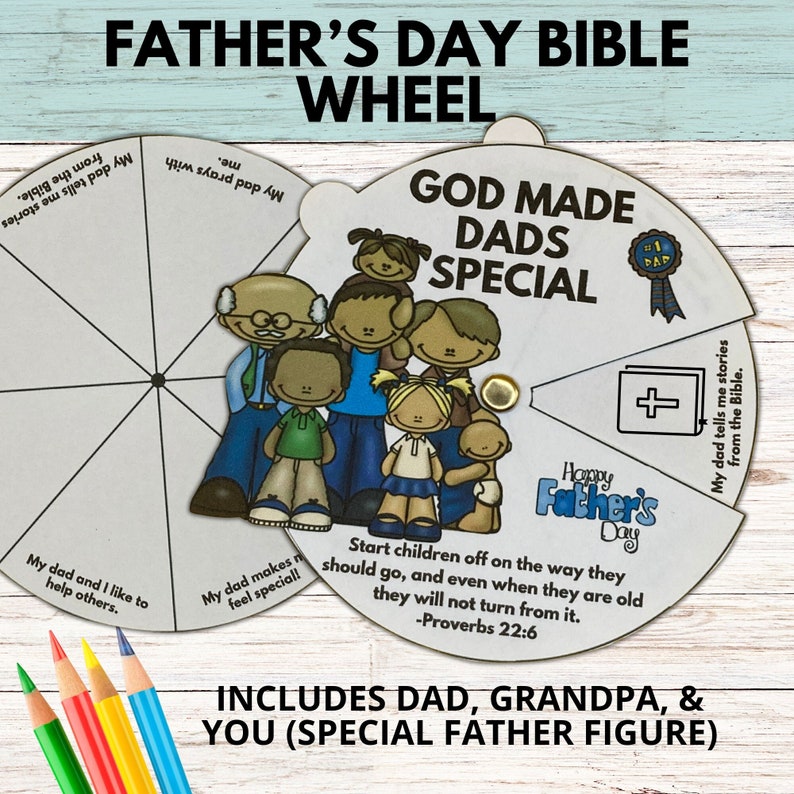 Fathers Day Church Craft for Dad: God Made Dads Special Bible Wheel ...