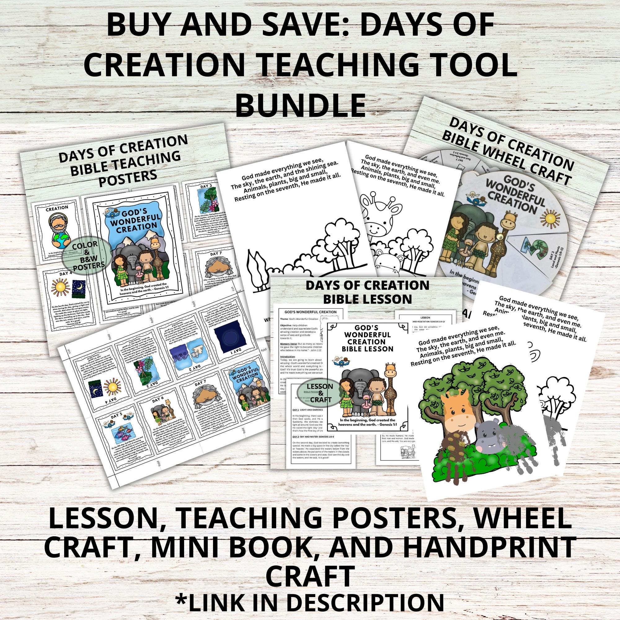 Days of Creation Sunday School Bible Teaching Posters, Printable Kids ...