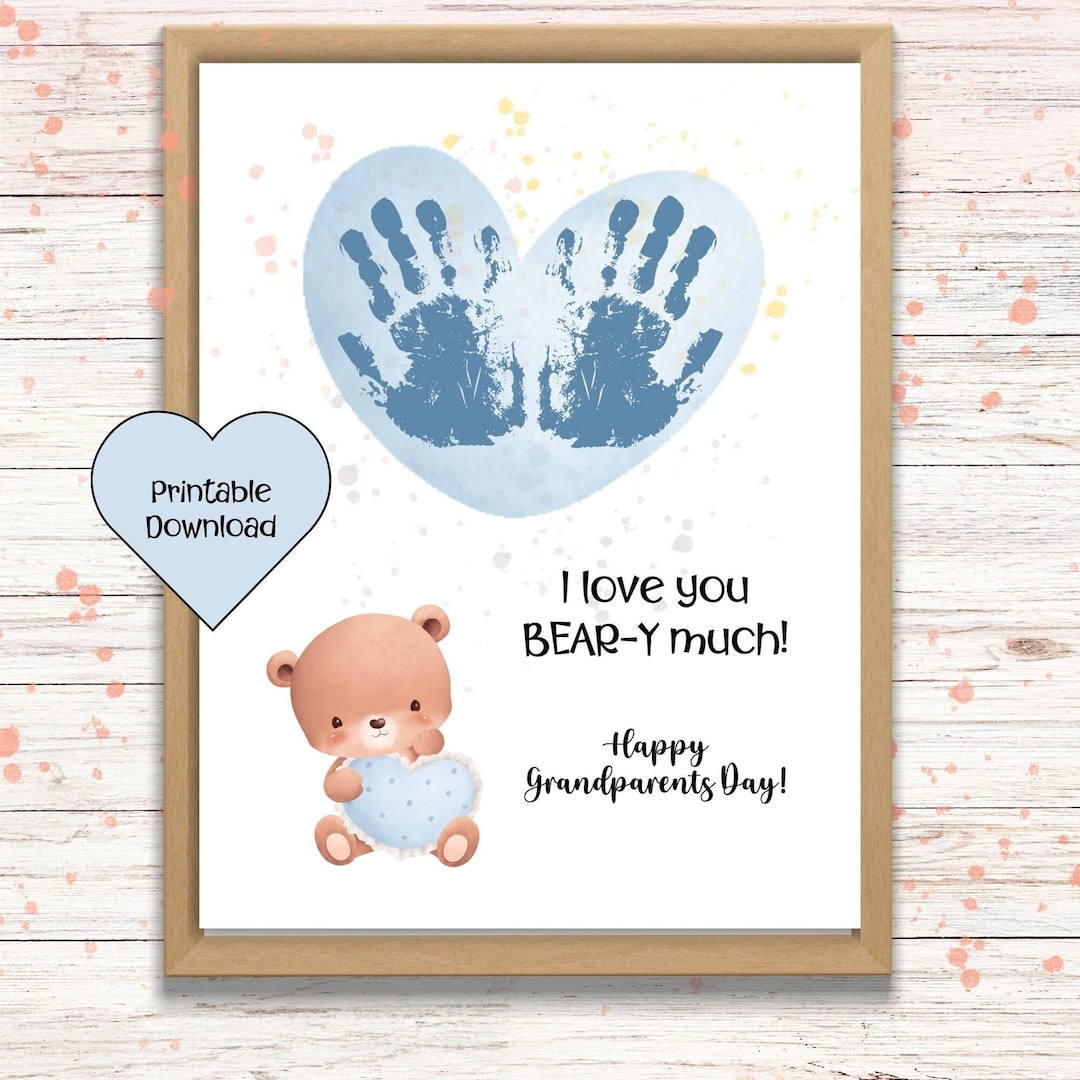 Grandparents Day Handprint Craft, Printable Gift DIY Keepsake Card for ...