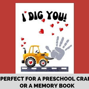 Valentine's Day Construction Handprint Craft, Bulldozer Handprint Art ...