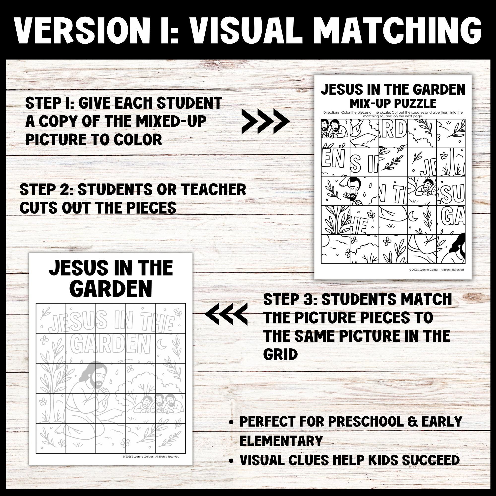 Jesus in the Garden Coloring Bible Craft, Easter Bible Mixed-up Puzzle ...