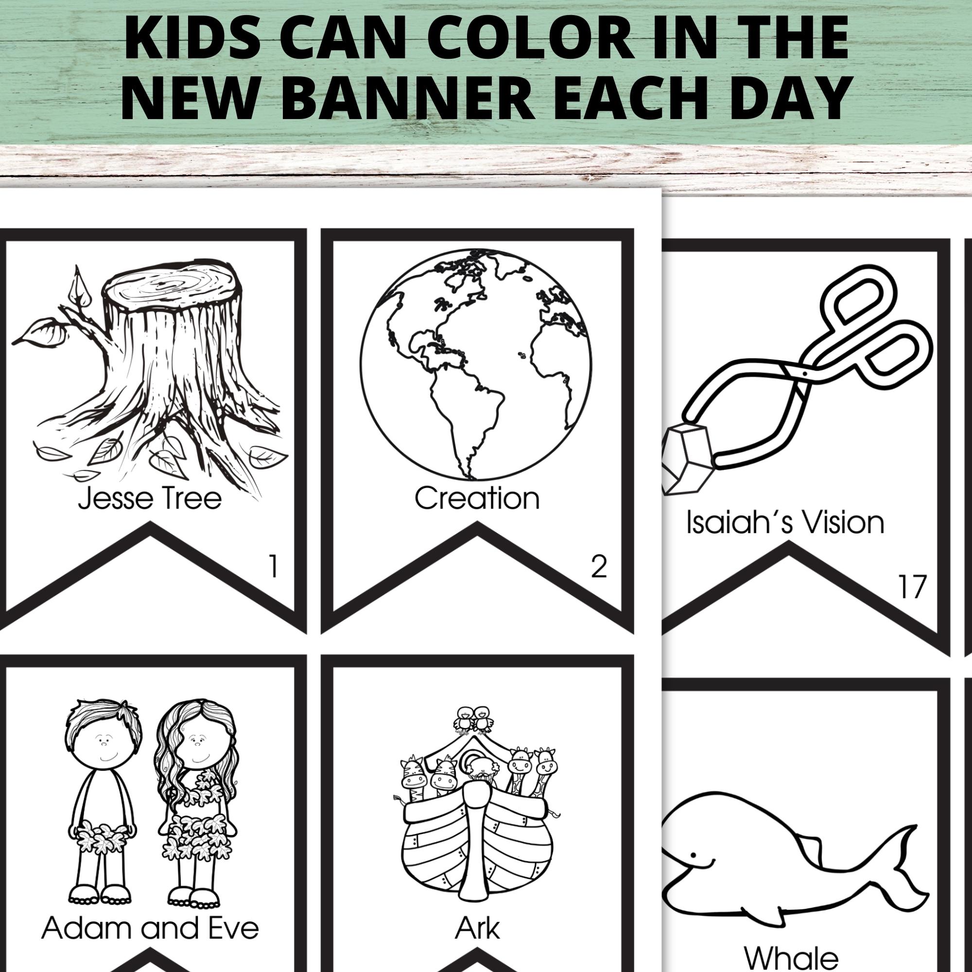 Jesse Tree Advent Calendar Devotional and Coloring Christmas Craft ...