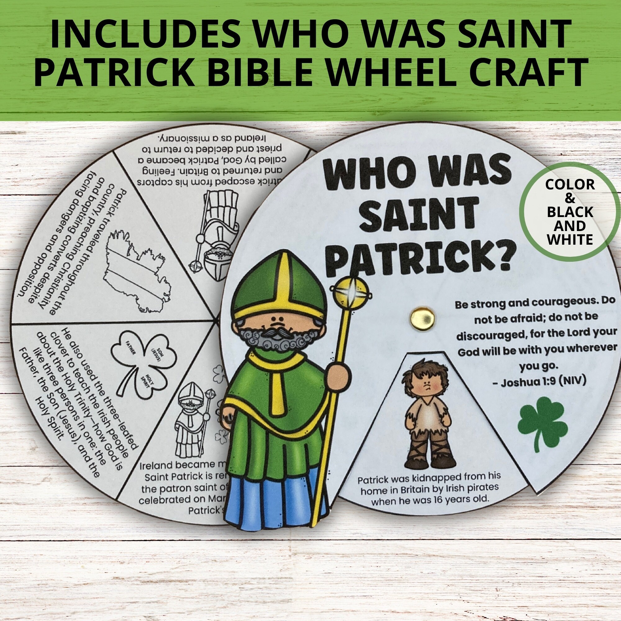 St. Patrick Sunday School Bible Lesson and Bible Spinner Craft Wheel ...
