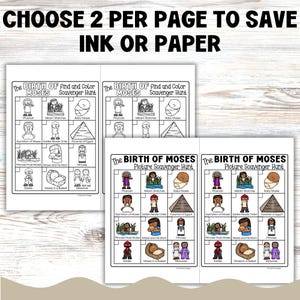 Birth of Moses Bible Lesson Scavenger Hunt Activity Prek, Sunday School ...