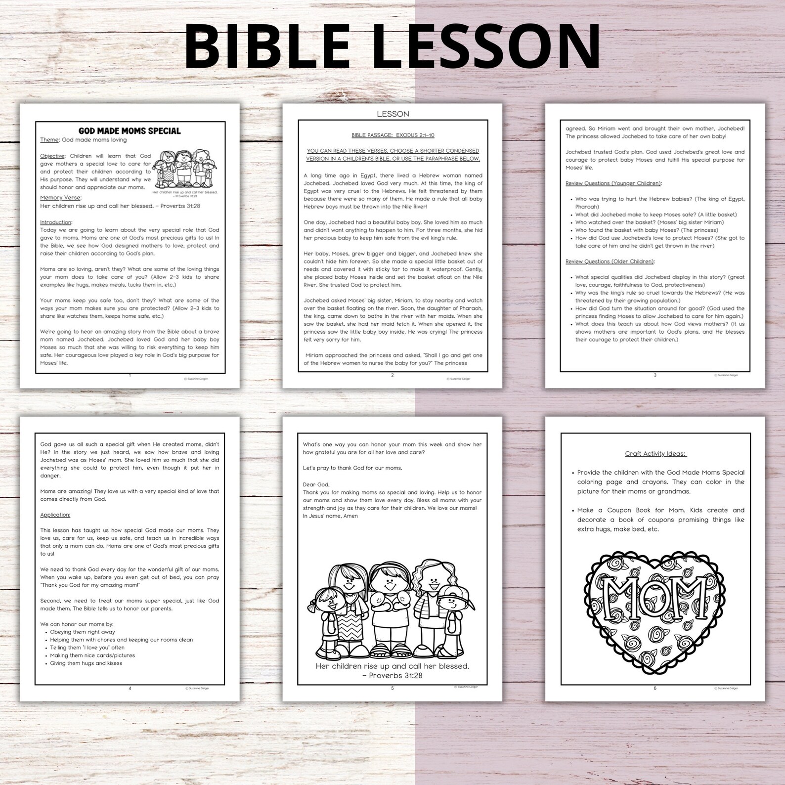 Mothers Day Bible Lesson and Craft Bundle, Sunday School Mothers Day ...