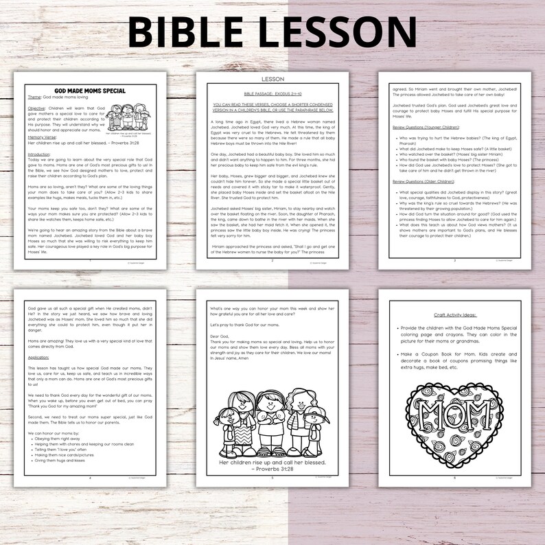 Mothers Day Bible Lesson and Craft Bundle, Sunday School Mothers Day ...