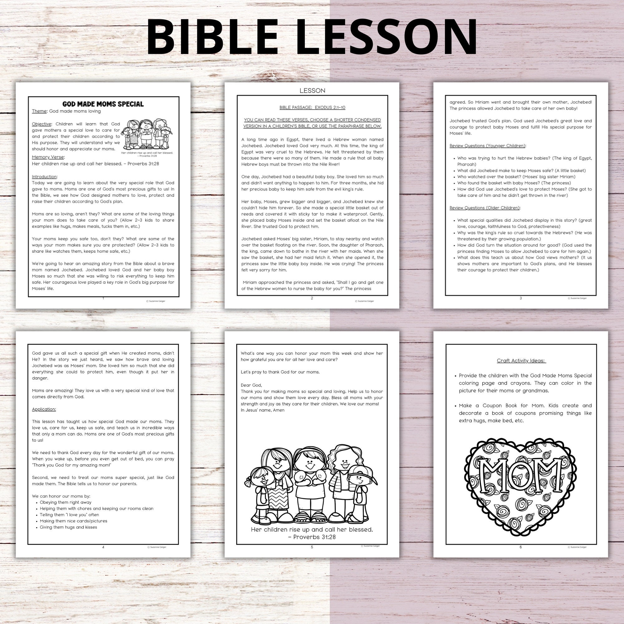 Mothers Day Bible Lesson and Craft Bundle, Sunday School Mothers Day ...