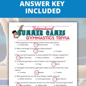 Gymnastics Trivia Party Game for Teens, Gymnastics Summer Games 2024 ...
