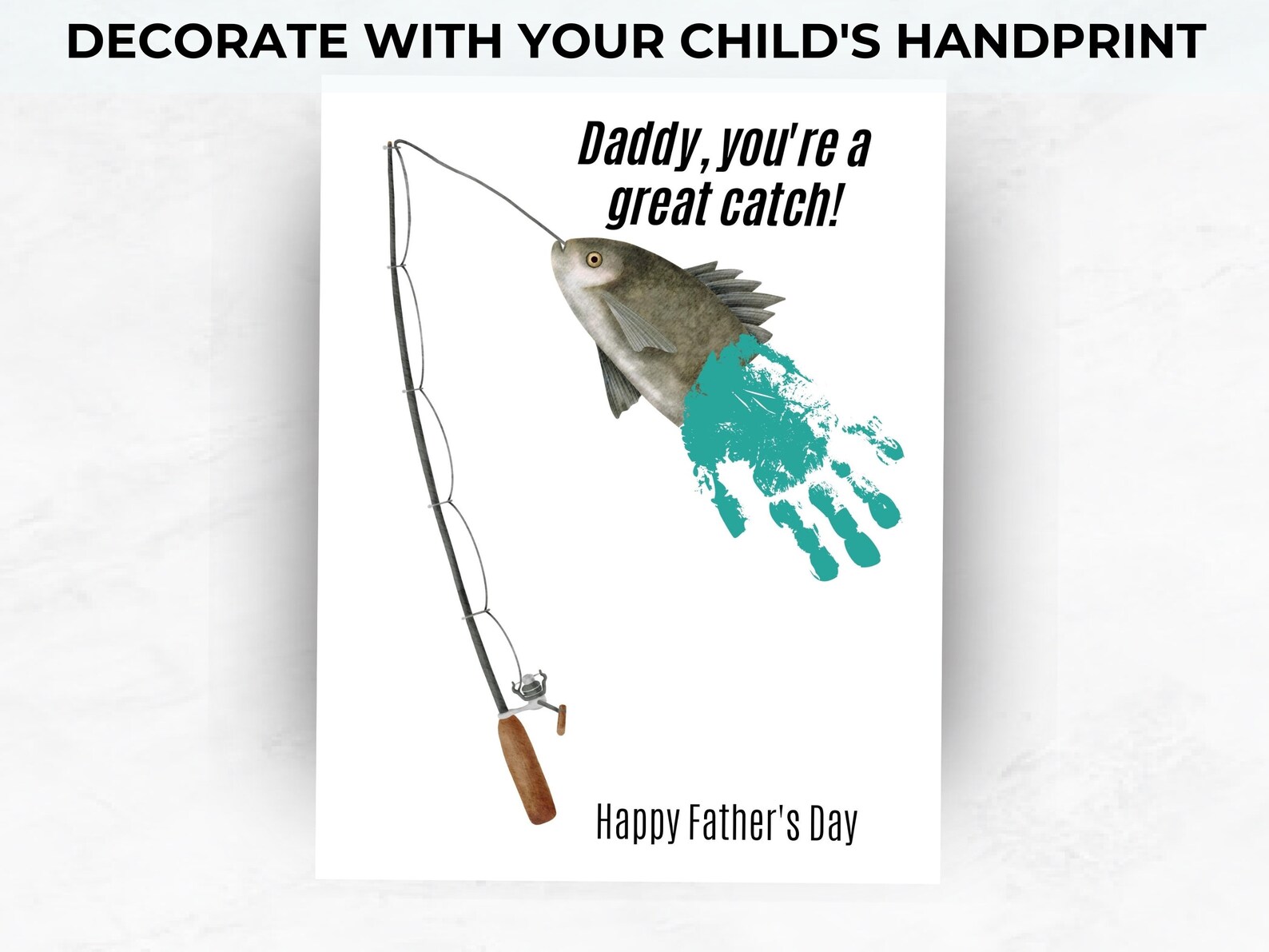 Fathers Day Printable Handprint Art Craft Gift for Dad, DIY Keepsake ...