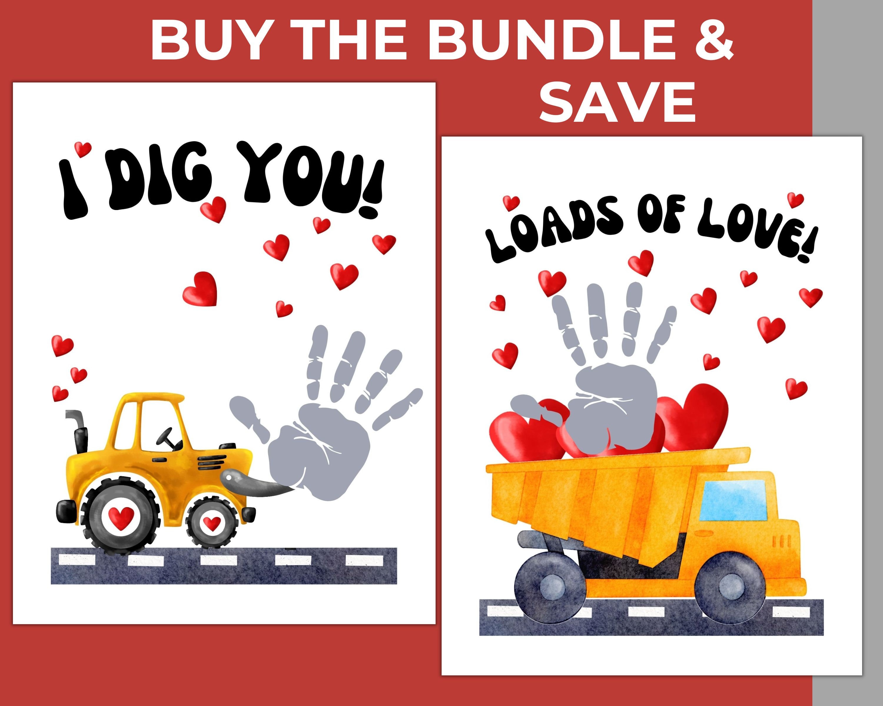 Valentines Day Handprint Craft, I Dig You Construction Handprint Art ...