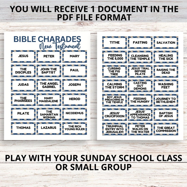 New Testament Bible Charades Game, Bible Game for Kids and Adults ...