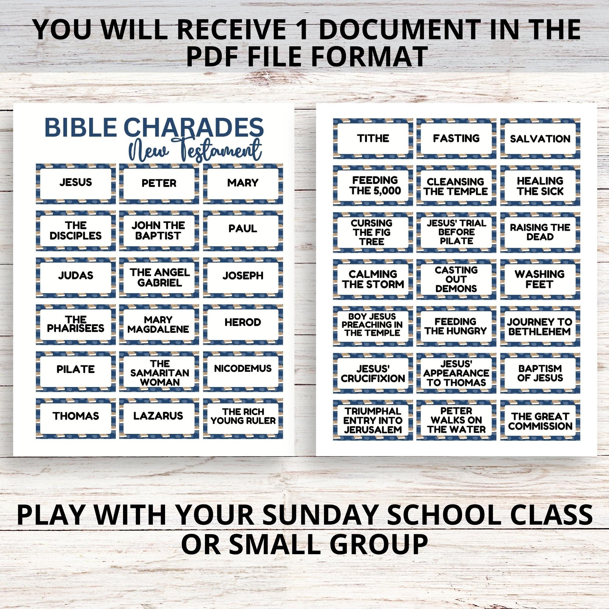 New Testament Bible Charades Game, Bible Game for Kids and Adults ...