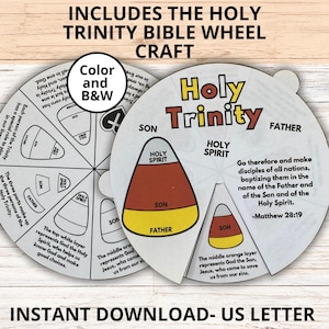 Holy Trinity Bible Coloring Wheel and Lesson for Kids, Candy Corn ...