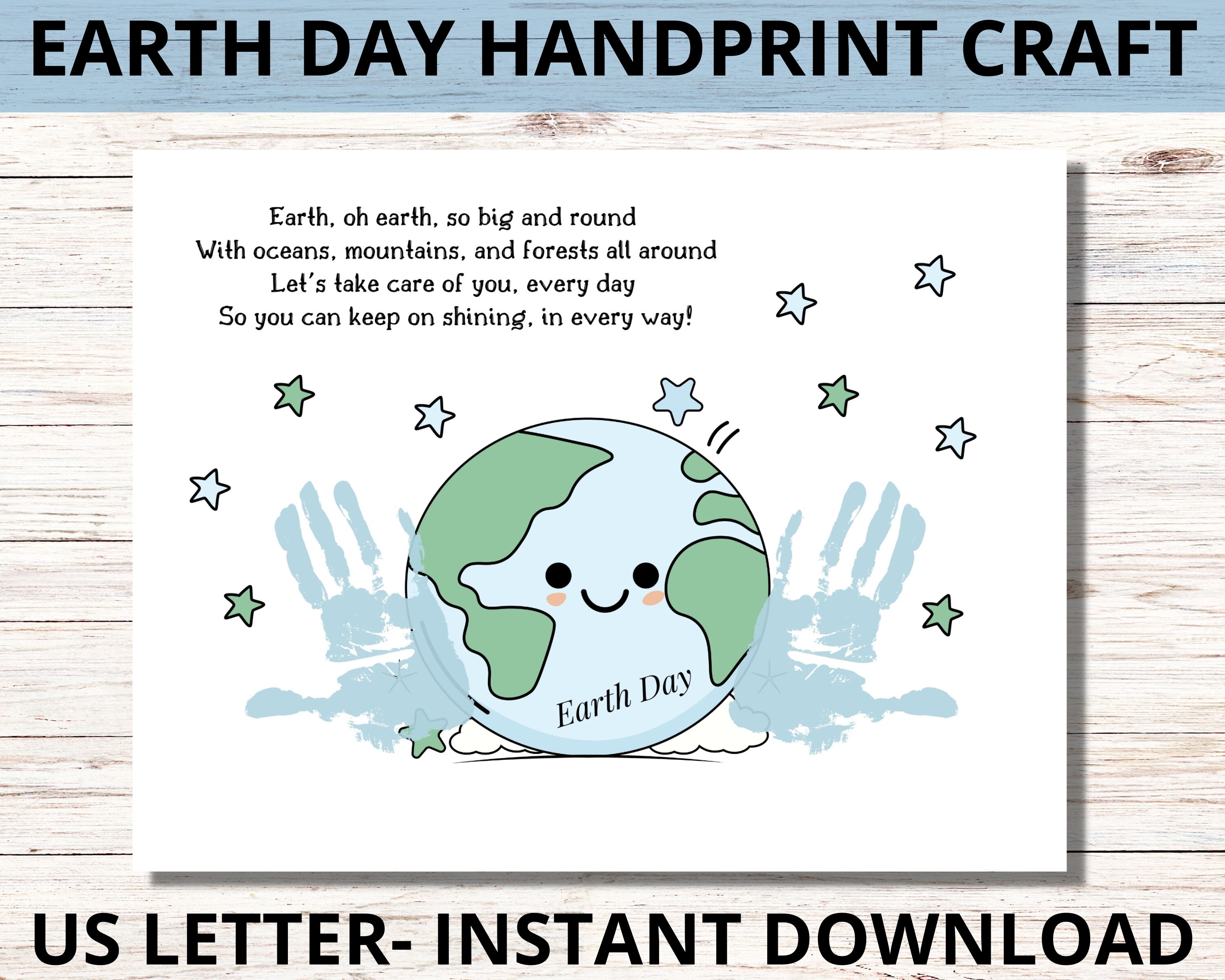 Earth Day Handprint Craft Spring Happy Earth Day Handprint - Etsy