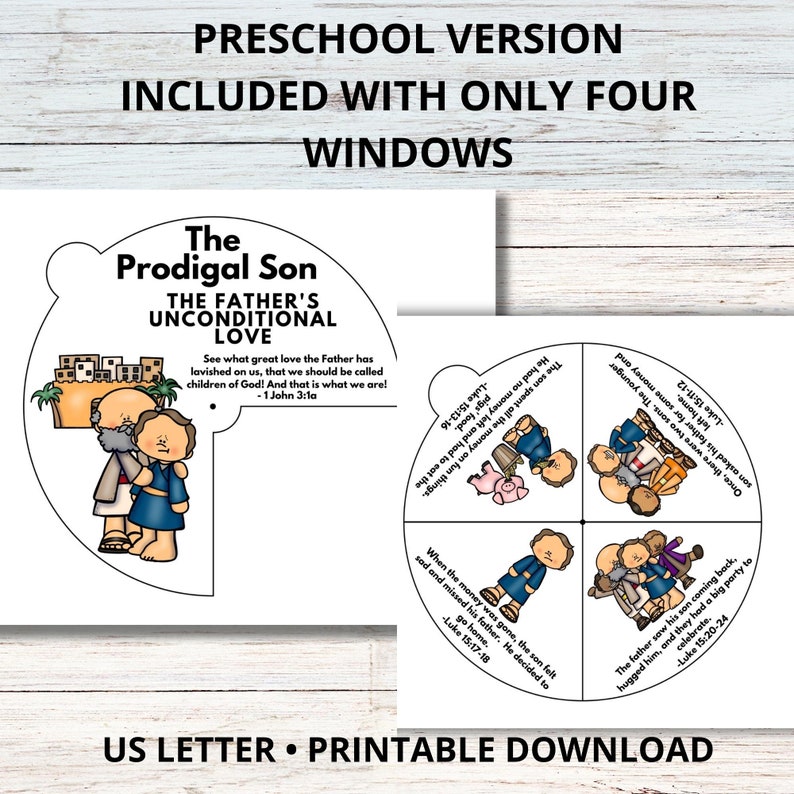 The Prodigal Son Bible Spinner Wheel Sunday School Craft Printable ...