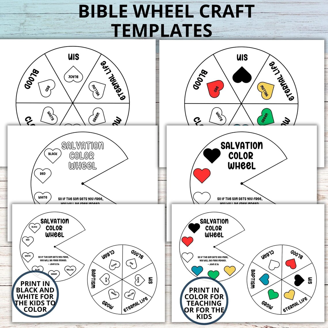 Salvation Bible Lesson and Activities Printable, Color Gospel Bible ...