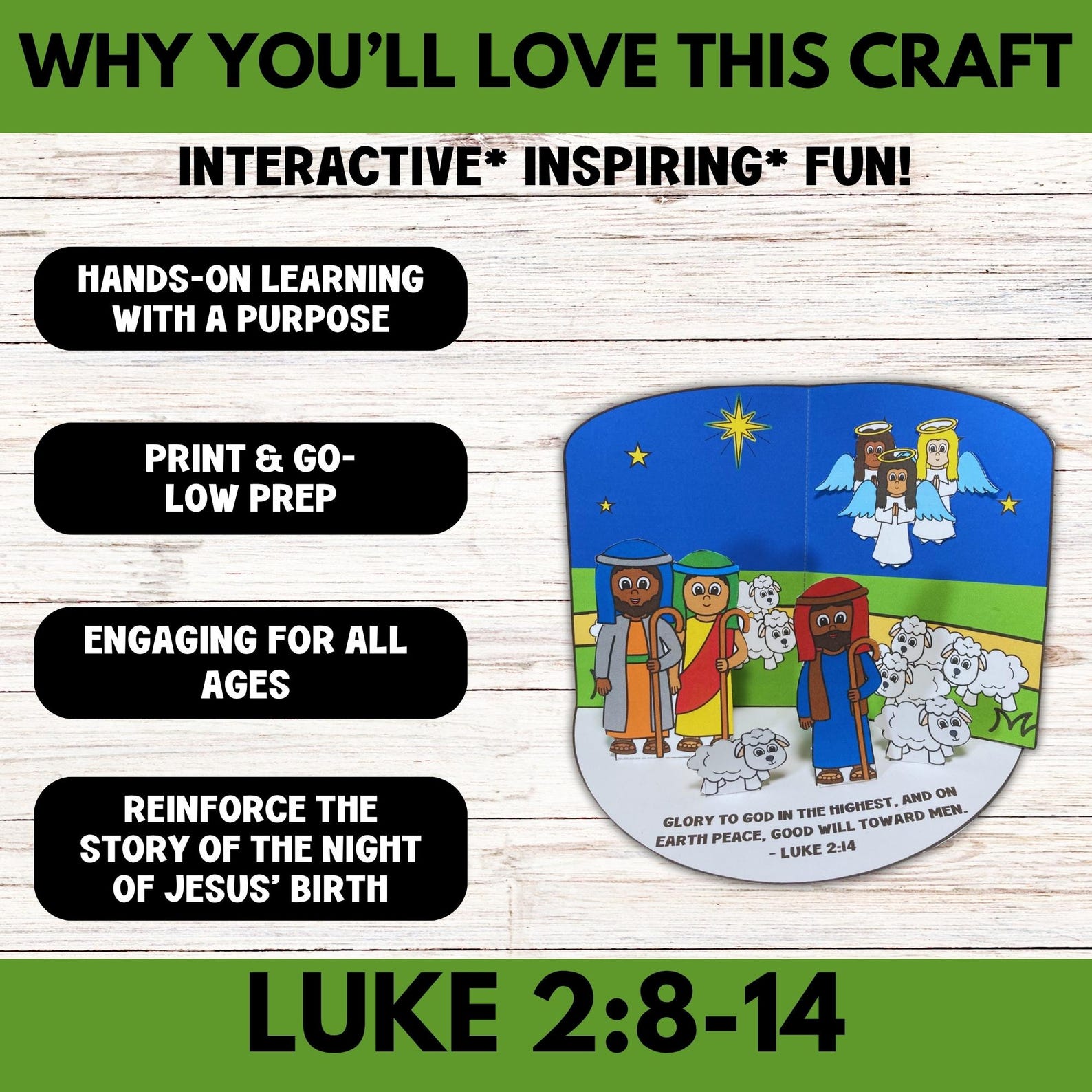 Angels Announce the Good News Bible Craft Activity, Luke 2 Shepherds ...