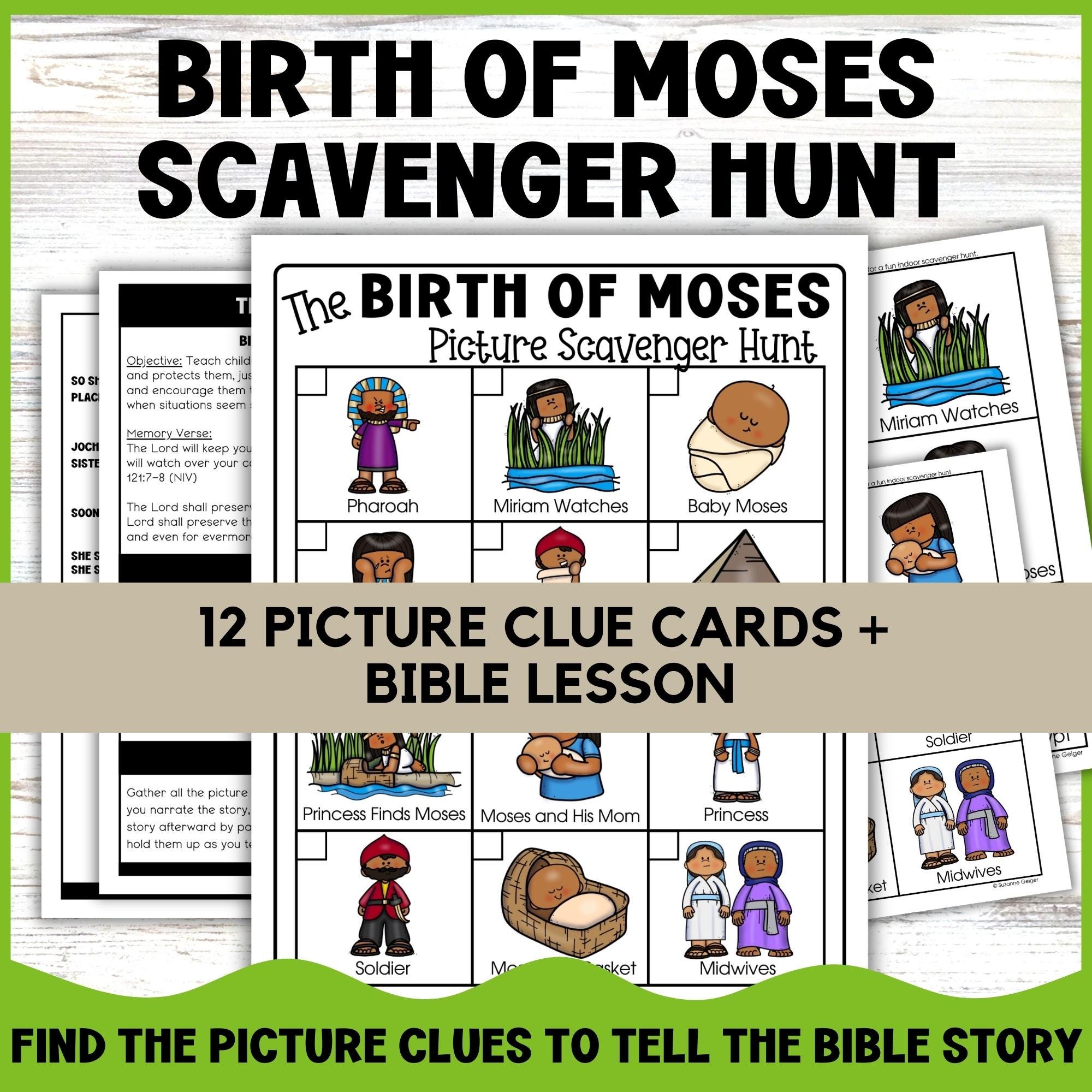 Birth of Moses Bible Lesson Scavenger Hunt Activity Prek, Sunday School ...