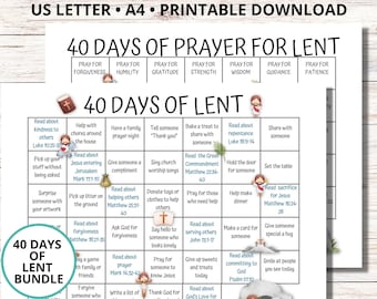 40 Days of Prayer Lenten Calendar, Lent Prayer Calendar for Kids, Ash ...