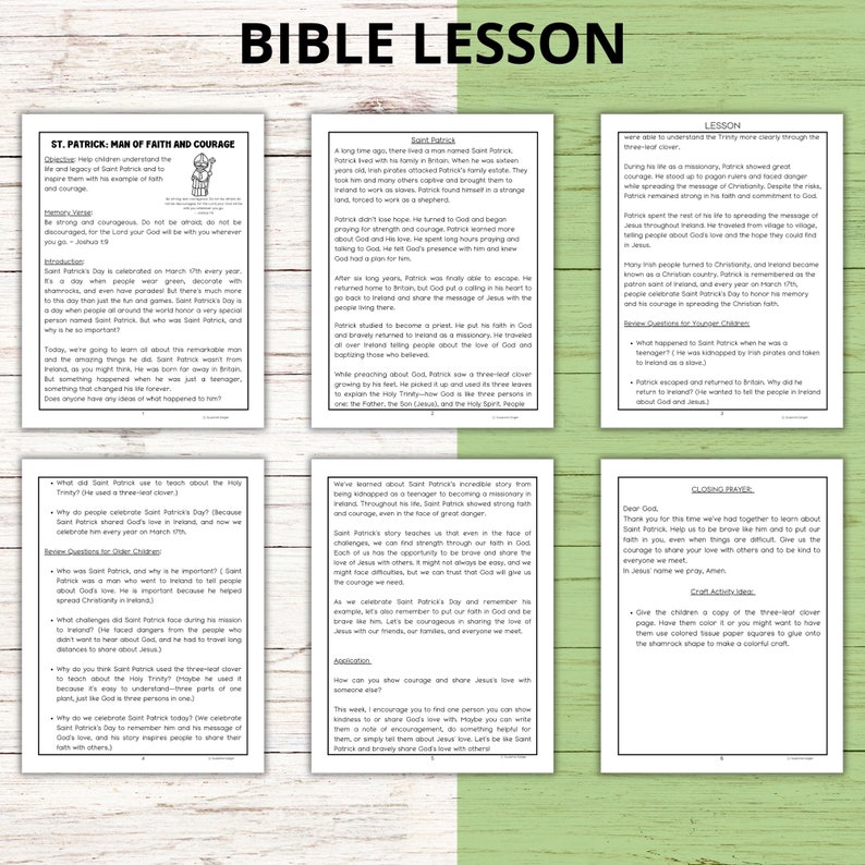 St. Patrick Sunday School Bible Lesson Plan for Kids, Saint Patrick's ...