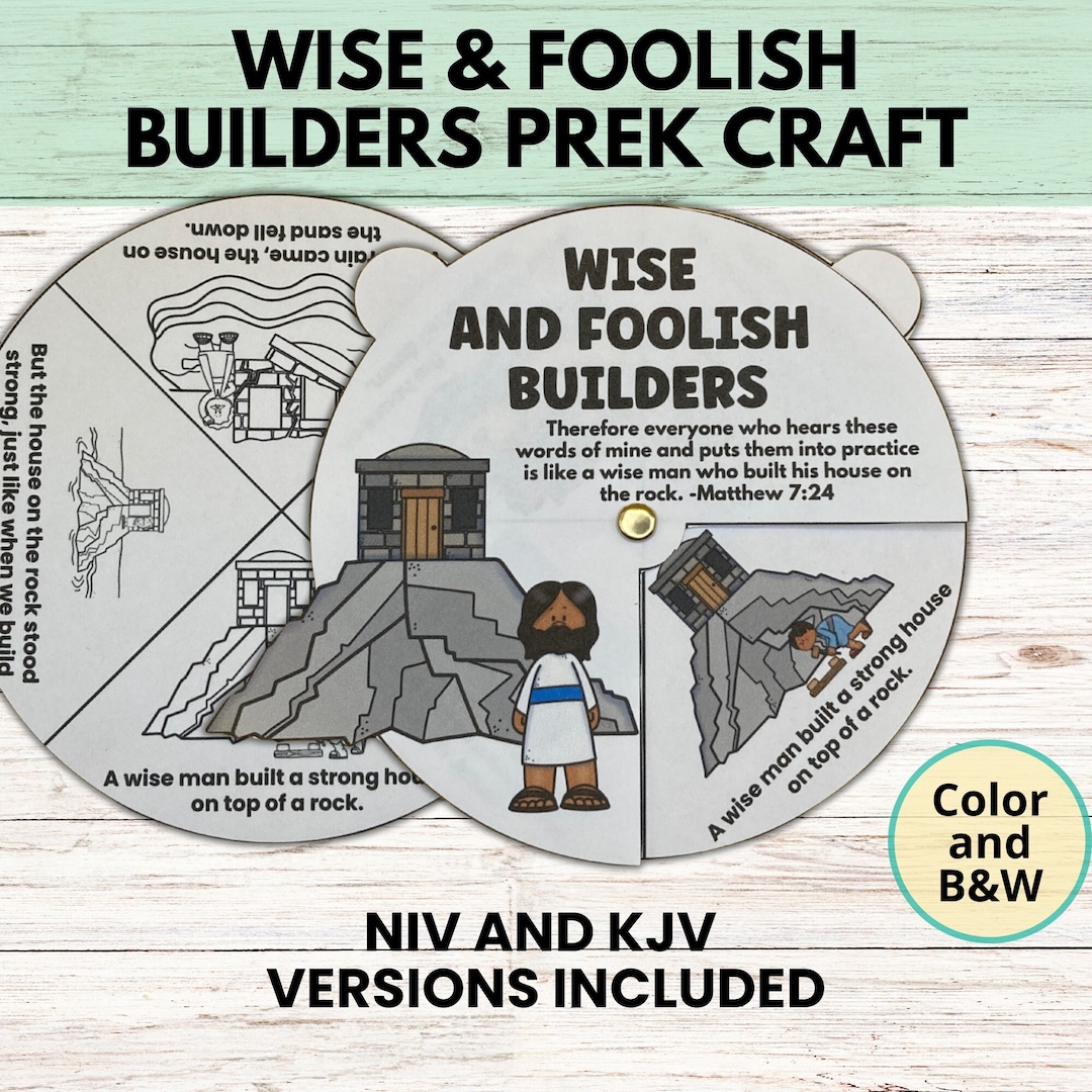 Parable of the Wise and Foolish Builders Sunday School Bible Wheel ...