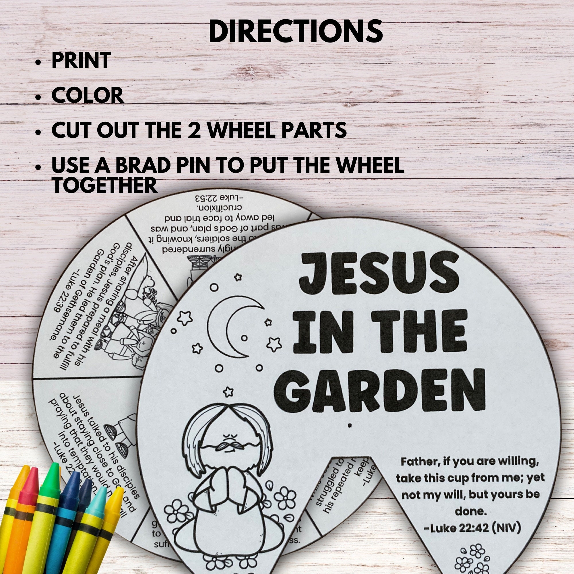 Jesus in the Garden Easter Holy Week Bible Coloring Wheel Craft for ...