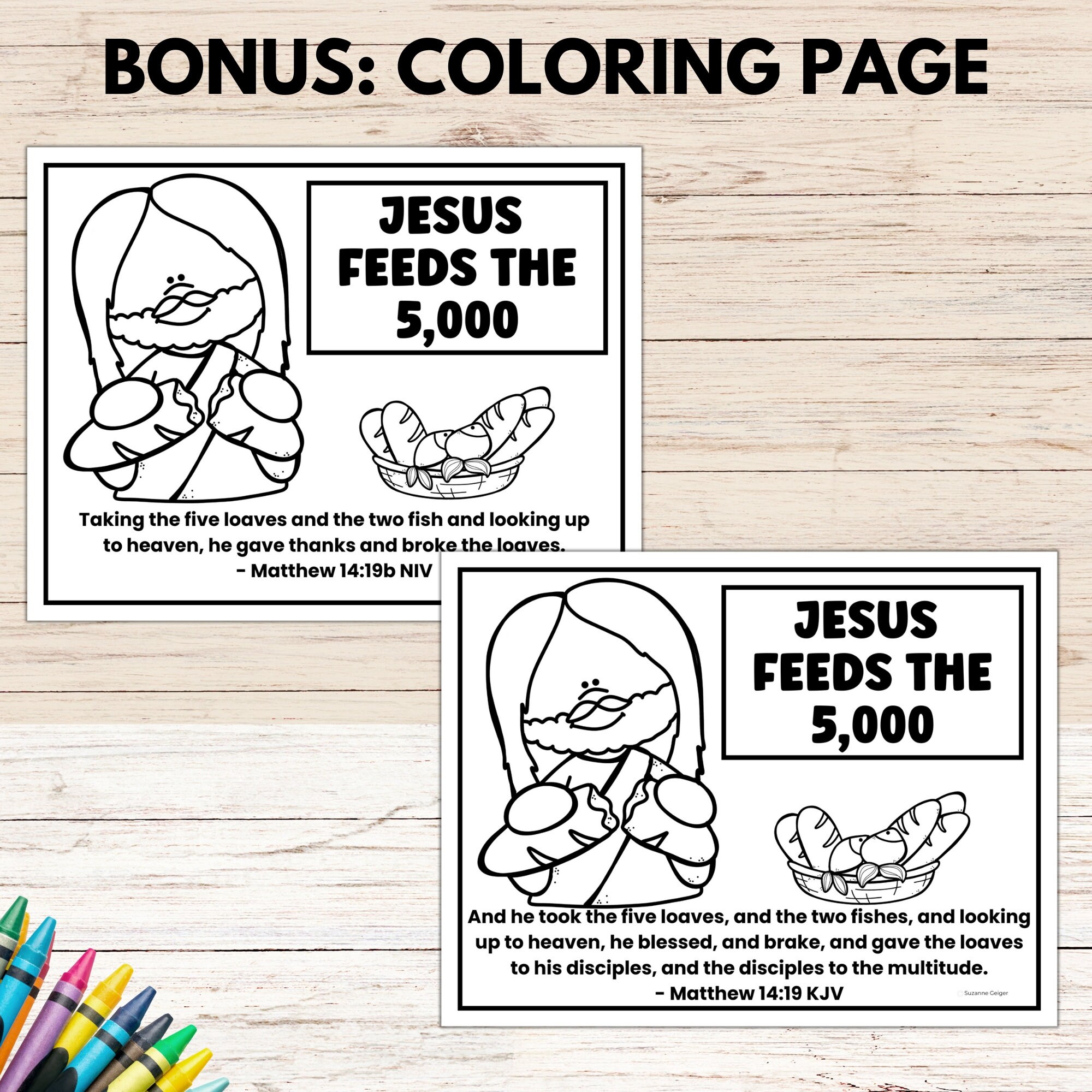 Jesus Feeds the 5000 Bible Wheel Craft, Matthew 14:13-21 Bible Coloring ...