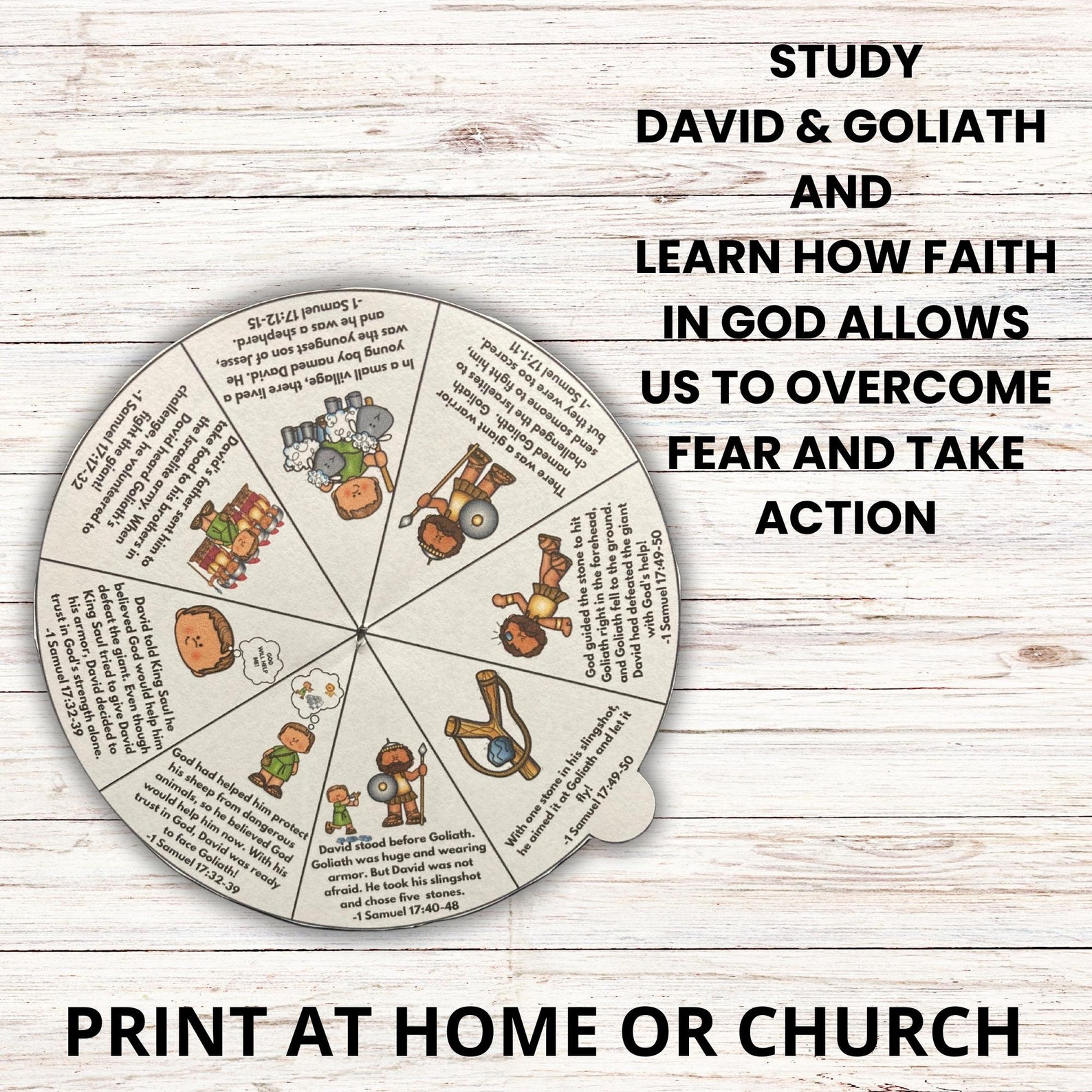 David and Goliath Bible Lesson Teaching Posters and Bible Wheel Craft ...