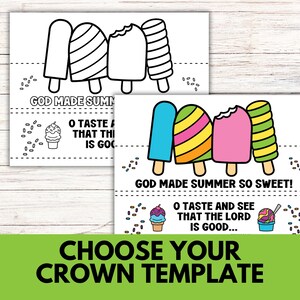 Summer VBS Bible Paper Crown Craft Activity Printable, Popsicle ...