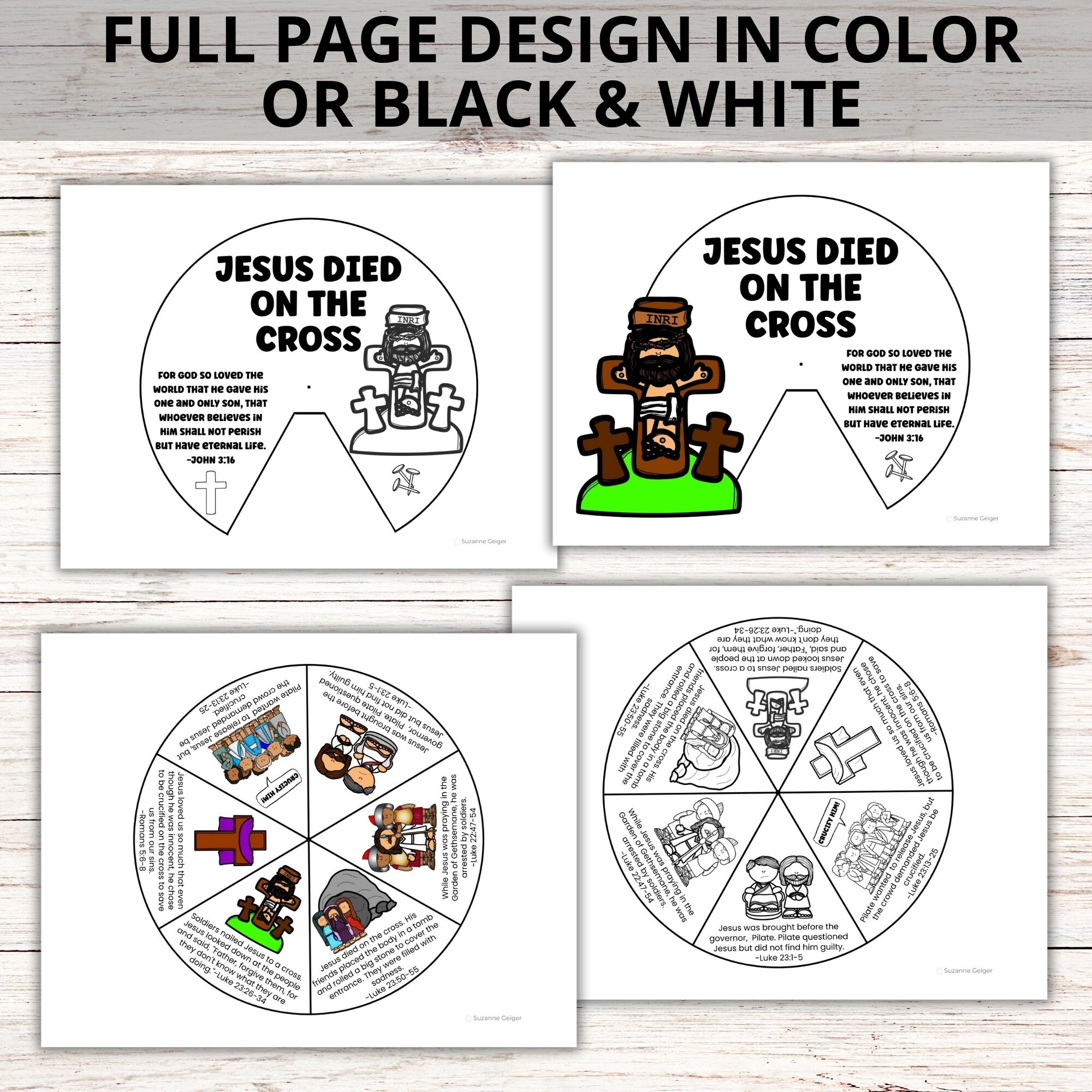 Jesus Died on the Cross Good Friday Bible Coloring Wheel Craft for Kids ...