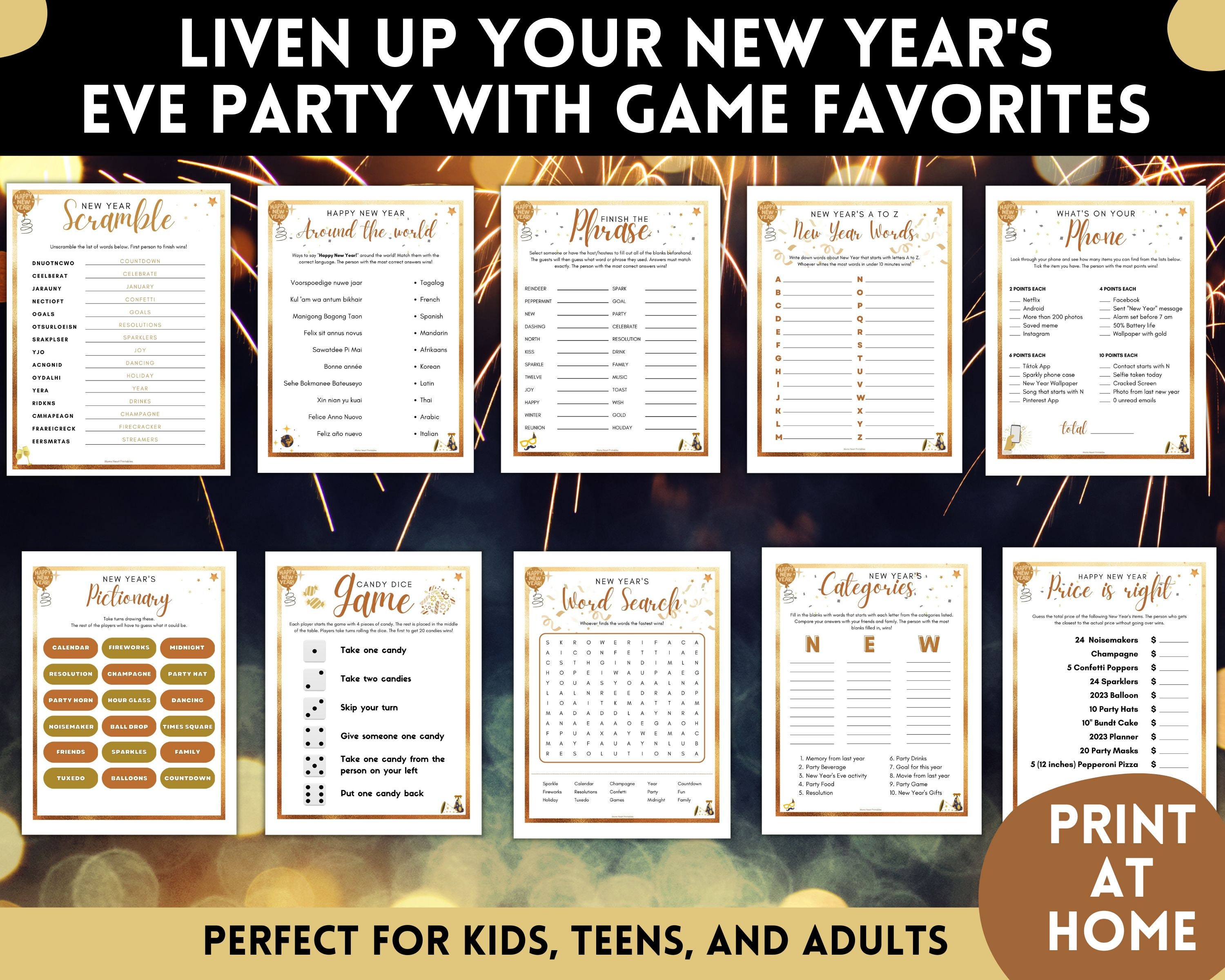 Printable New Years Eve Games, New Years Eve Games for Kids and Adults ...