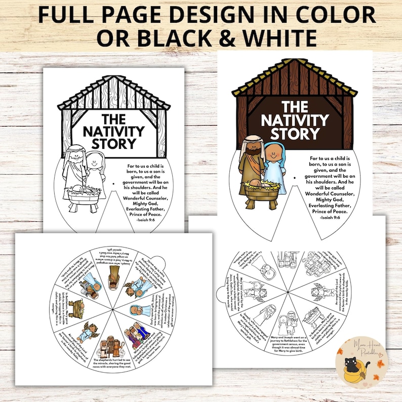 The Nativity Story Coloring Wheel Craft Printable for Kids, Christmas ...