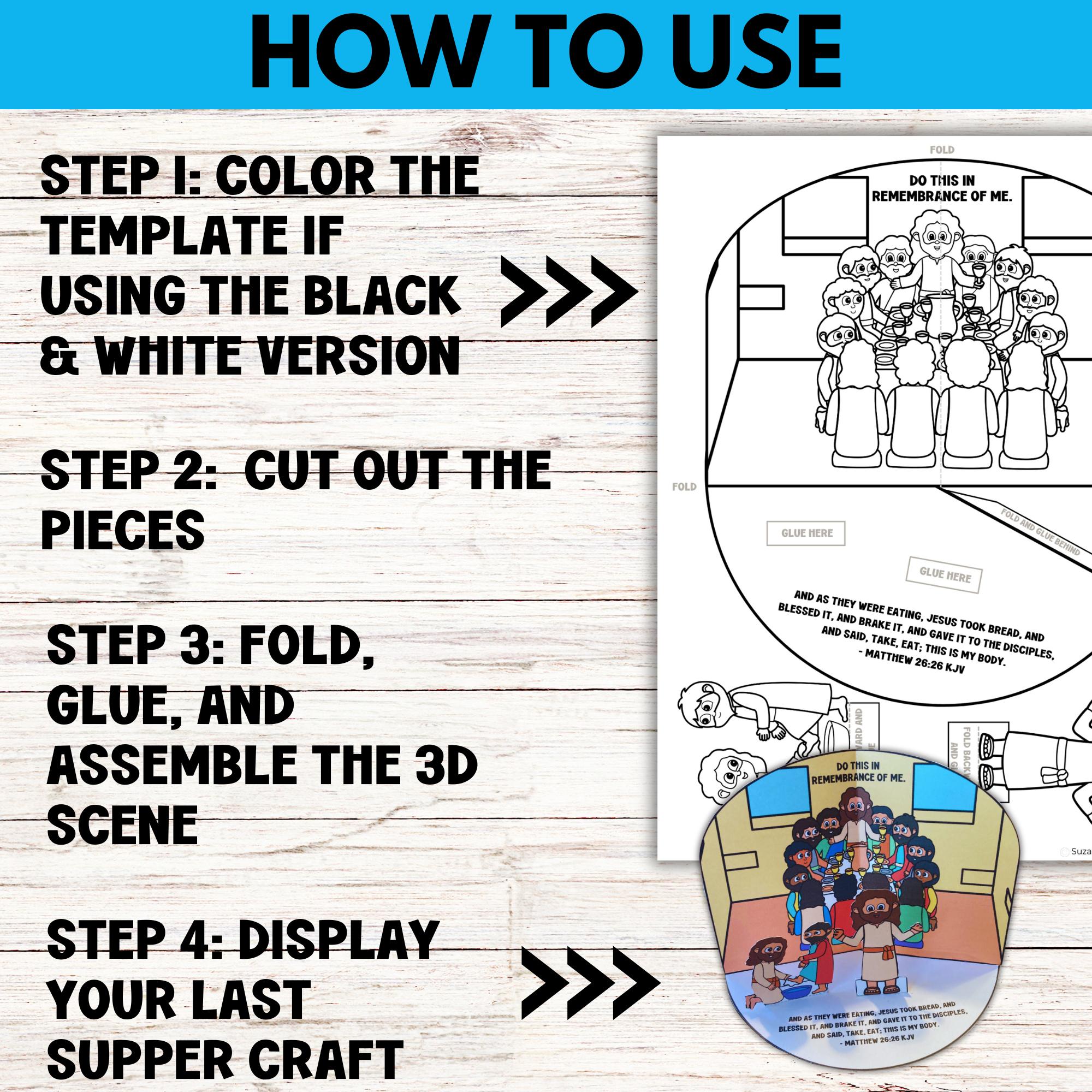 The Last Supper Bible Craft Activity, Last Supper Easter Bible Story 3D ...