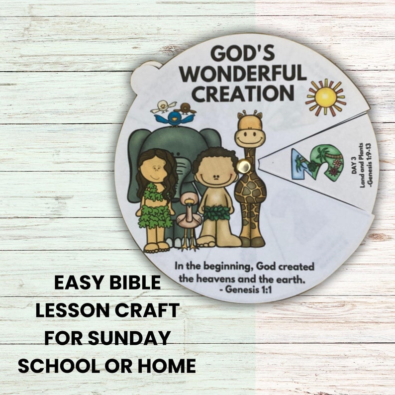 Days of Creation Bible Spinner Wheel Sunday School Craft Printable ...