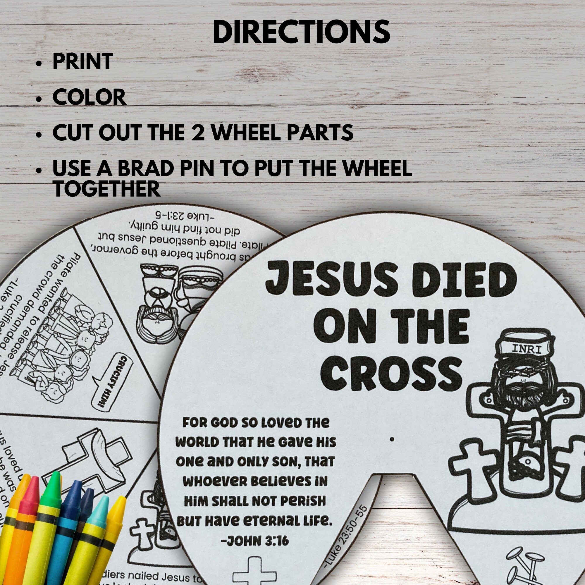 Jesus Died on the Cross Good Friday Bible Coloring Wheel Craft for Kids ...