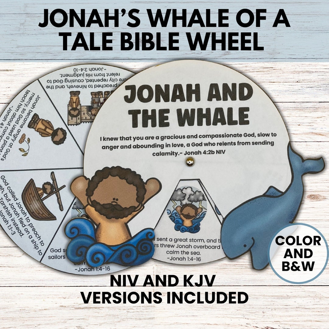 Jonah and the Whale Bible Wheel Craft, Jonah Bible Coloring Craft ...