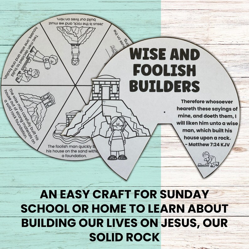Parable of the Wise and Foolish Builders Sunday School Bible Wheel ...