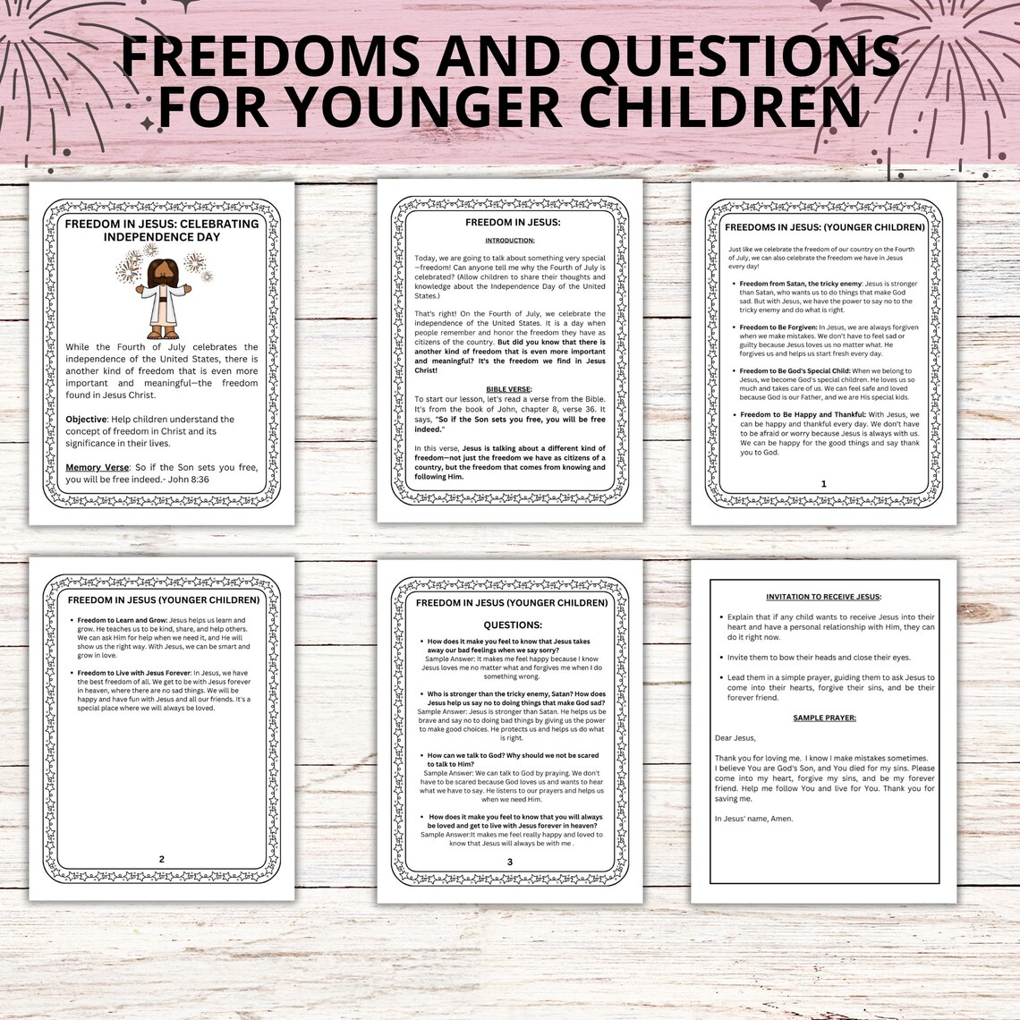 July 4th Sunday School Bible Lesson Printable, Freedom in Jesus Lesson ...