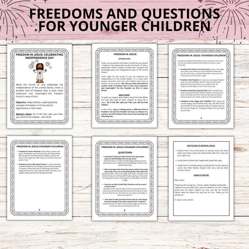 July 4th Sunday School Bible Lesson Printable, Freedom in Jesus Lesson ...