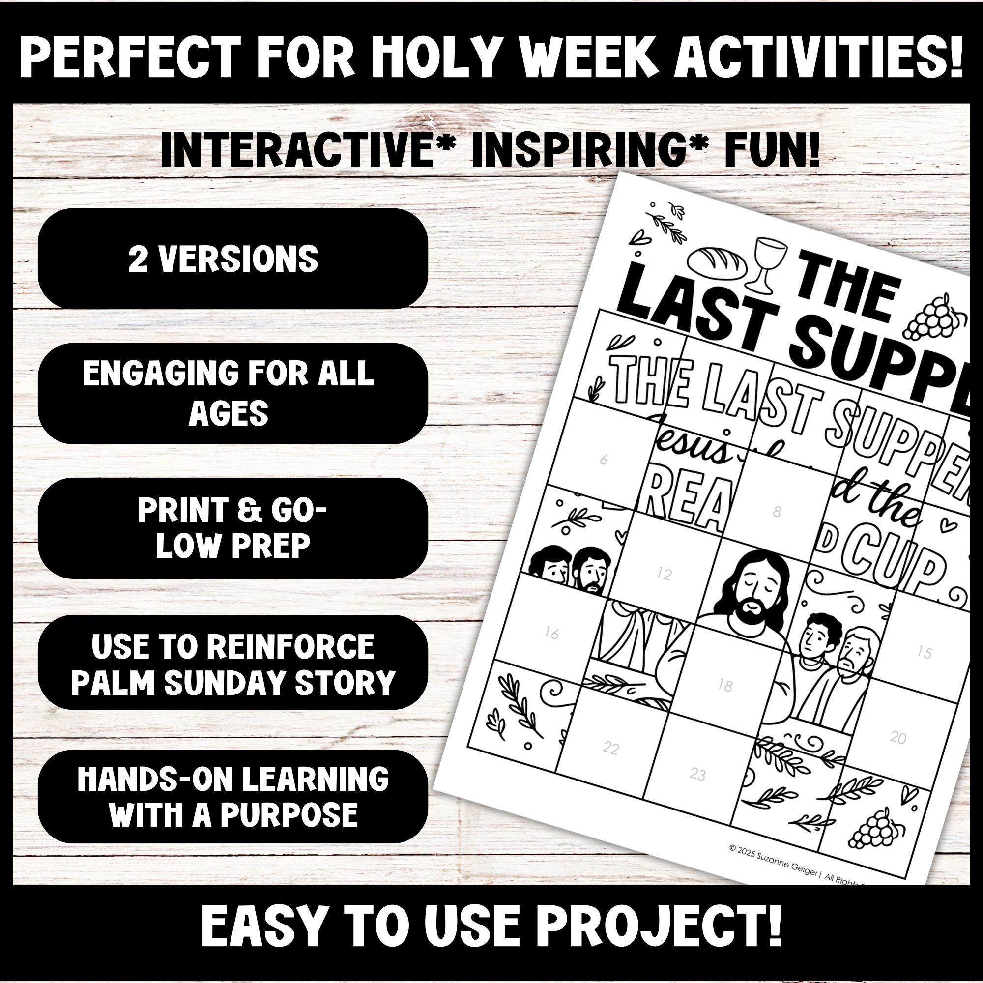 The Last Supper Coloring Bible Craft, Easter Bible Mixed-up Puzzle ...