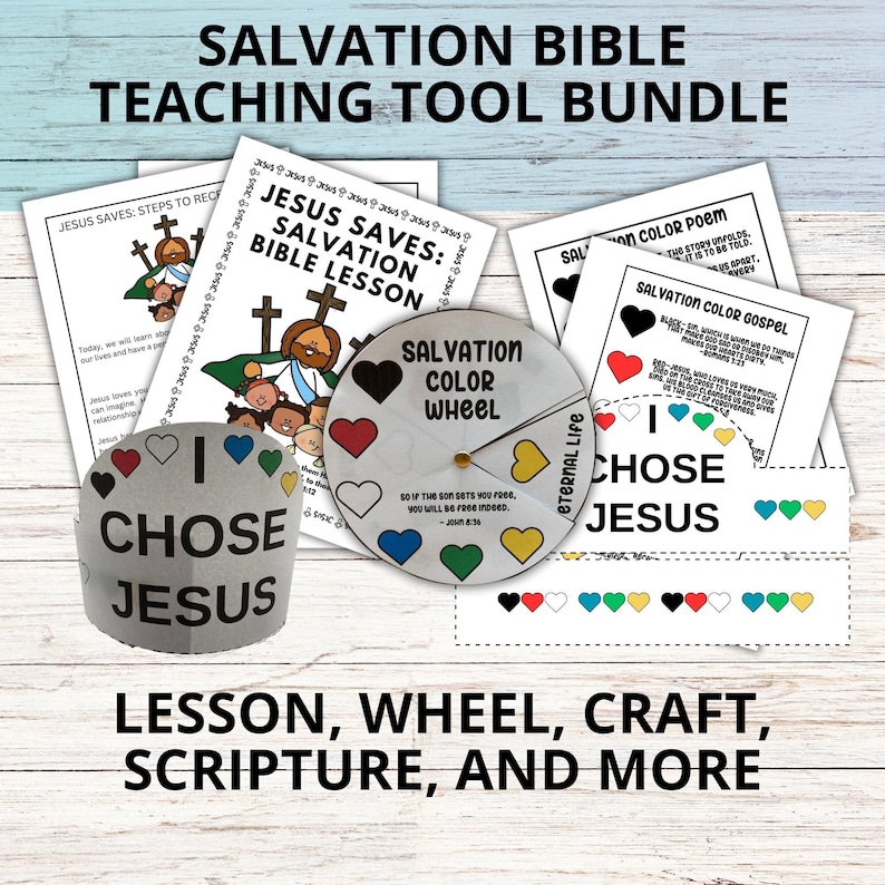 Salvation Bible Lesson and Activities Printable, Color Gospel Bible ...